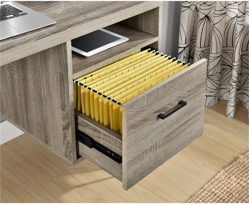 Altra Furniture Landon Writing Desk in Sonoma Oak and Gunmetal Gray ...