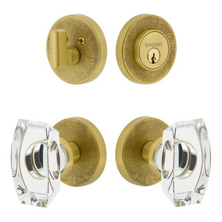 Circolo Linen Rosette, Stella Crystal Knob And Matching Deadbolt, 2.75 ...