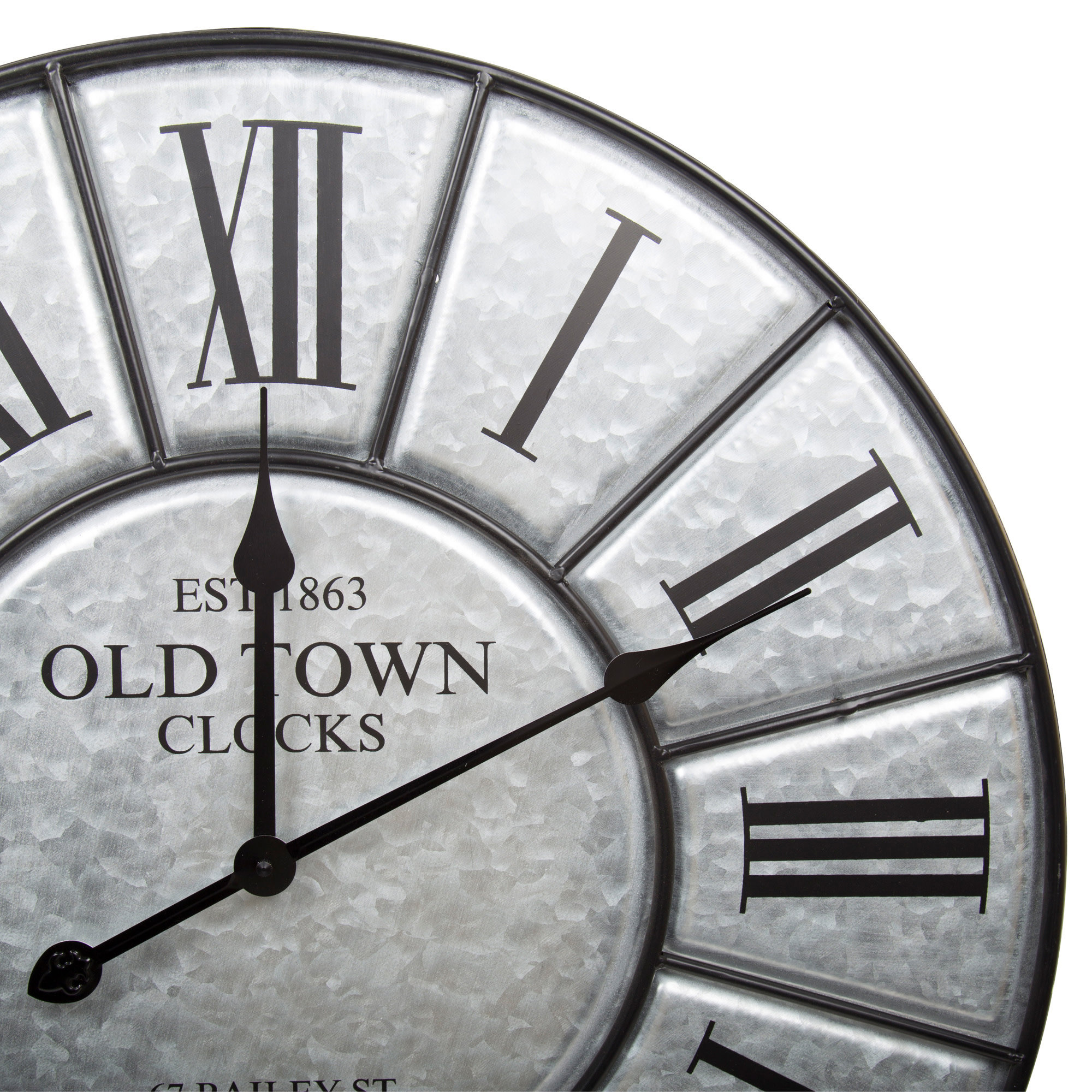 Kiera Grace Round Rustic Halton Decorative Galvanized Metal Wall Clock ...