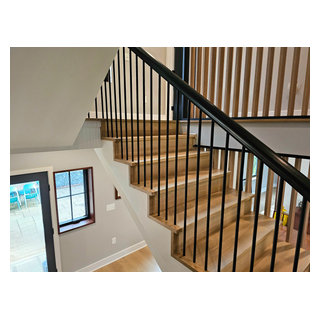 115_Stunning Continuous Rail System on 3 Story Floating Stairs ...