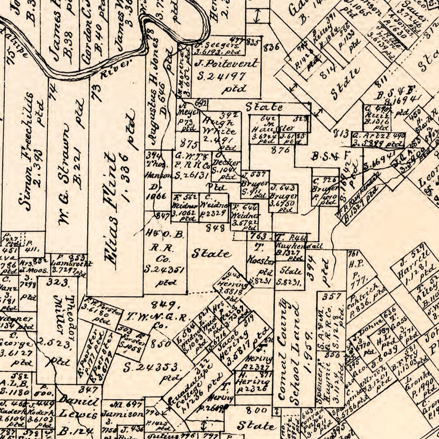 Comal County Map Framed Art 1879, Vintage Texas Wall Decor, 24x18 ...