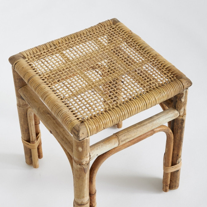 Classic Tropical Bamboo Square Side Accent Table Cane Top Arch Small ...