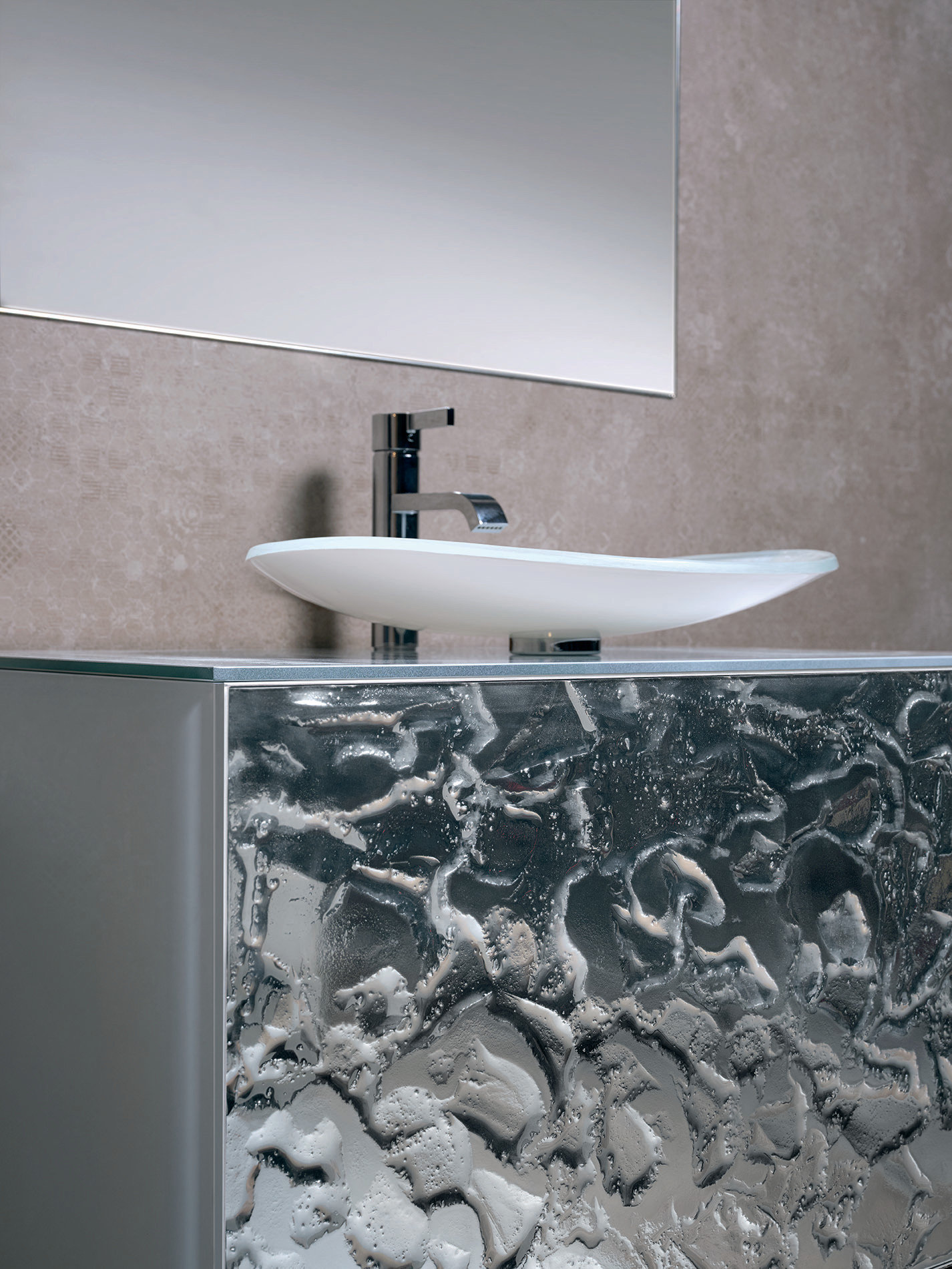 Luxury Crystal Wave Mirror Single Vanity 32", Gray - Contemporary ...