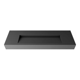 CastelloUSA Pyramid Solid Surface Wall Mounted Ramp Basin Sink, 60 ...