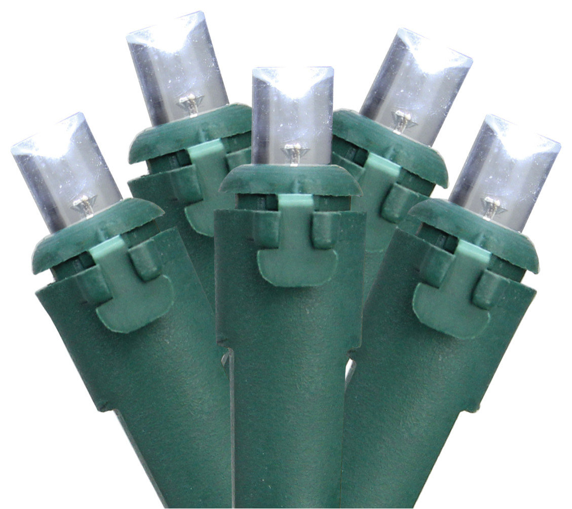 50ct Pure White LED Wide Angle Christmas Lights Green Wire - Modern ...