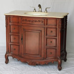 52 Inch Small Brown Double Sink Bathroom Vanity, Granite, Traditional ...