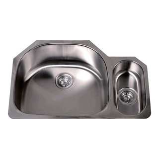 32" Stainless Steel Undermount Double D-Bowl Offset Kitchen Sink - 16 ...