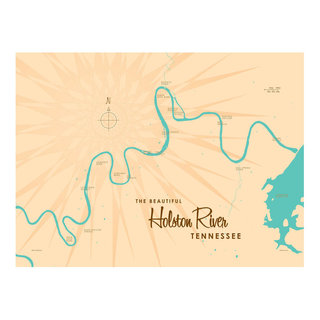 Lakebound Holston River Tennessee Map Art Print, 9"x12" - Contemporary ...