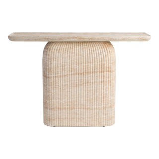 Studio London Capri Console Modern Hallway and Sofa Accent Table Faux Travertine - Transitional ...