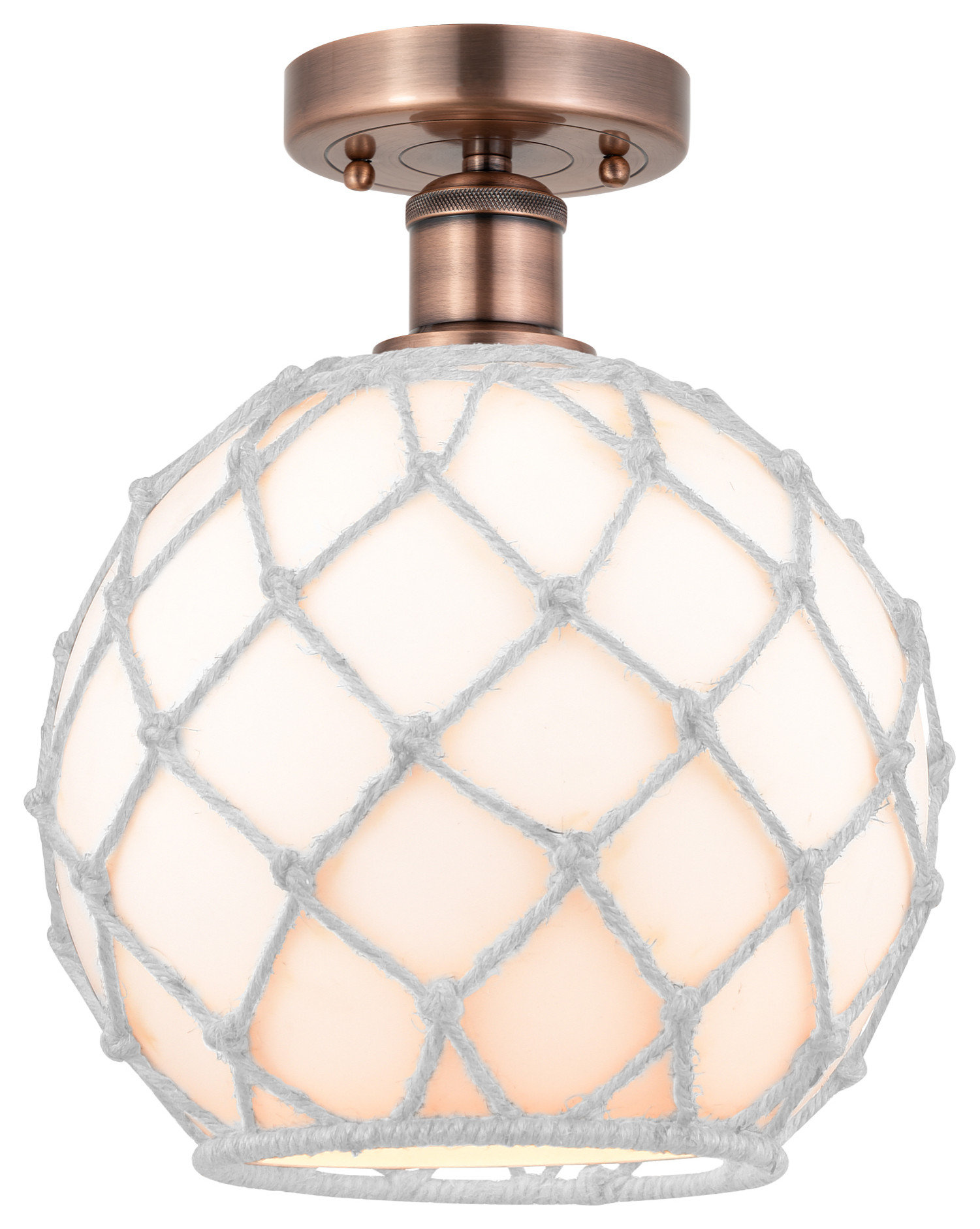 Farmhouse Rope 1 10" Semi-Flush Mount Antique Brass - Beach Style ...