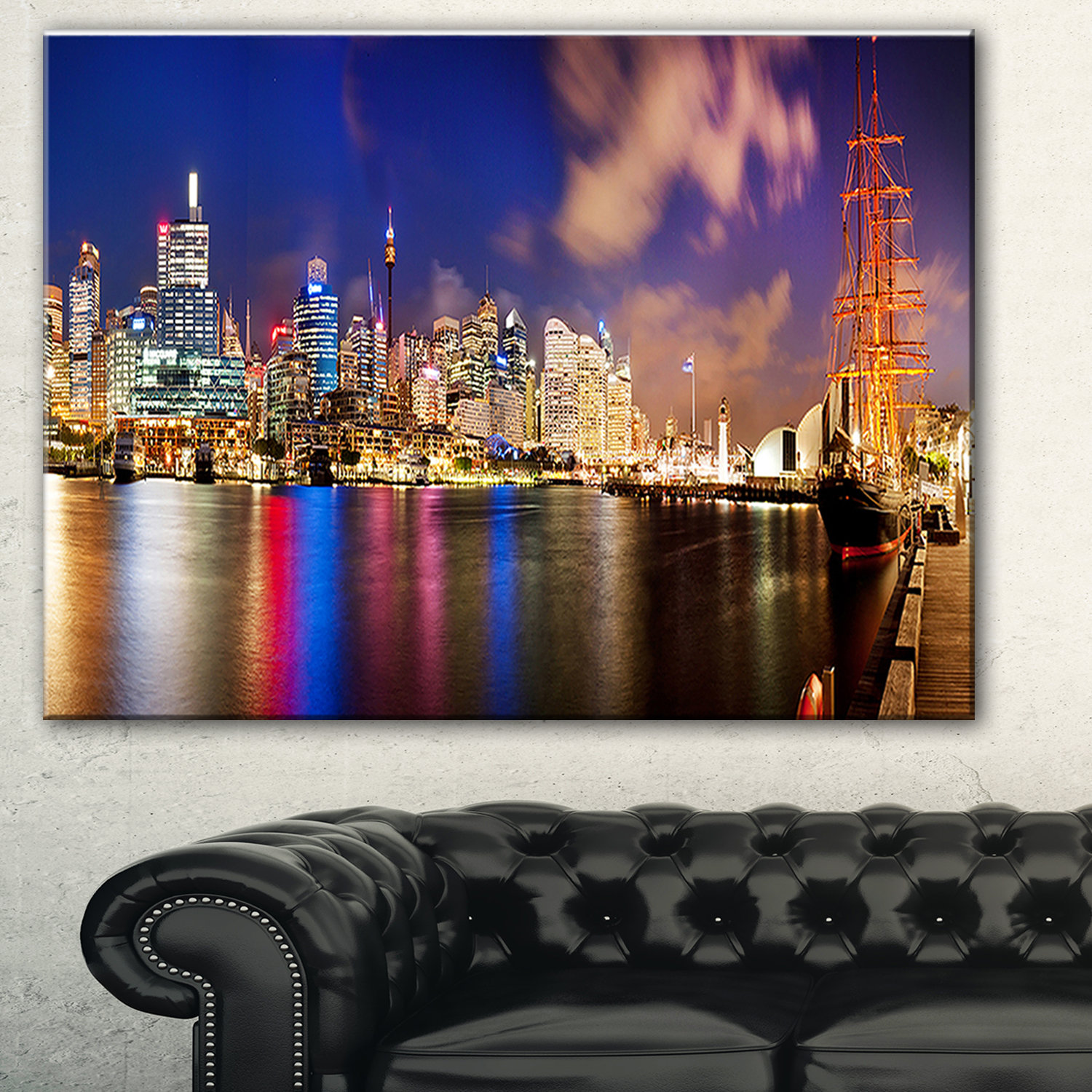 "Colorful Sydney Skyline" Canvas Print, 40"x20" - Contemporary - Prints ...