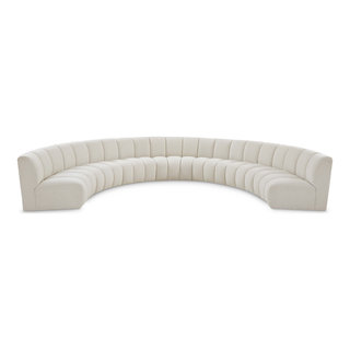 Infinity Black Boucle Fabric Upholstered Arc Shaped Modular Sectional ...