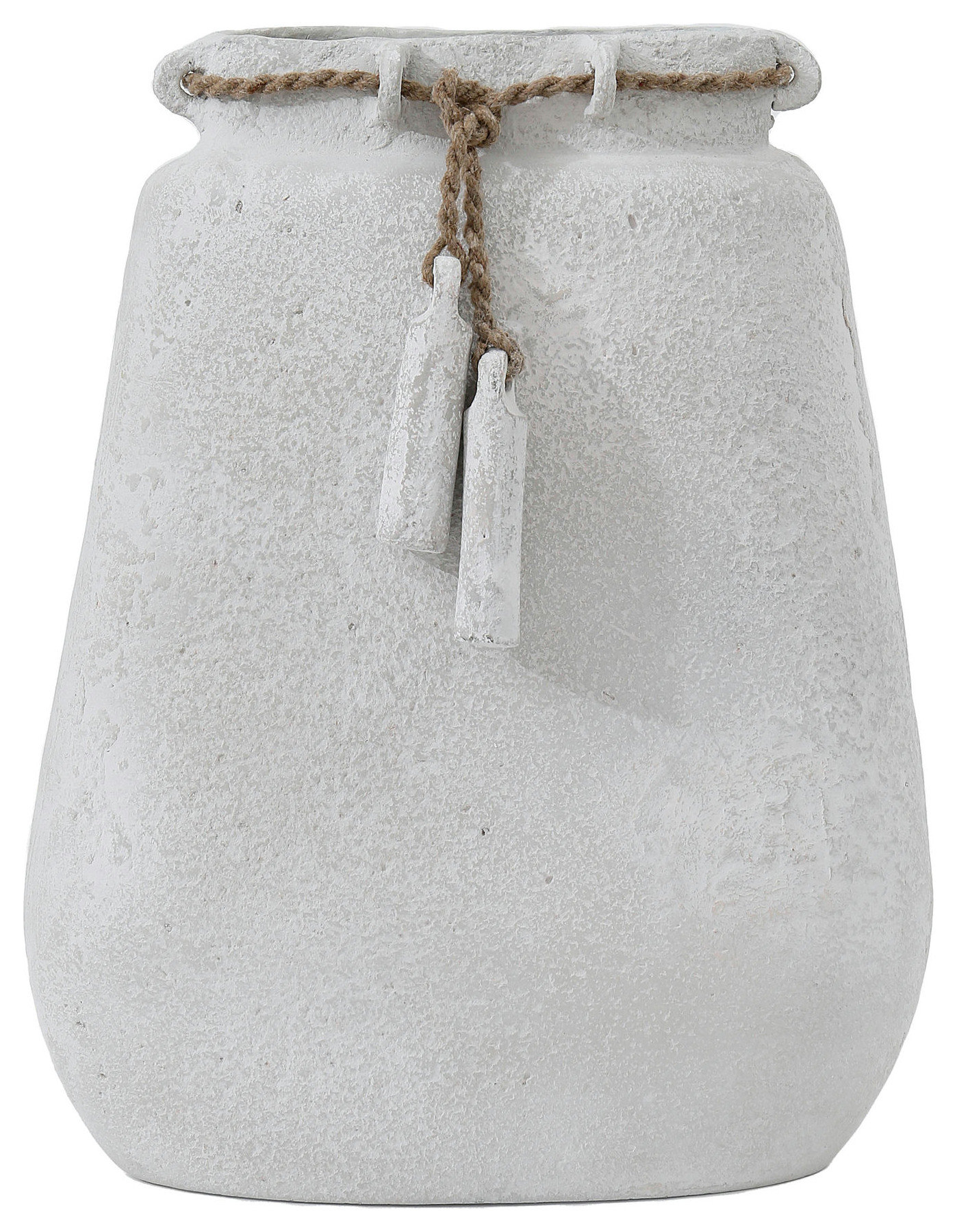 Ecomix, 16"h Vase W/ Jute Detail, White - Beach Style - Vases - by Beyond Design & More | Houzz