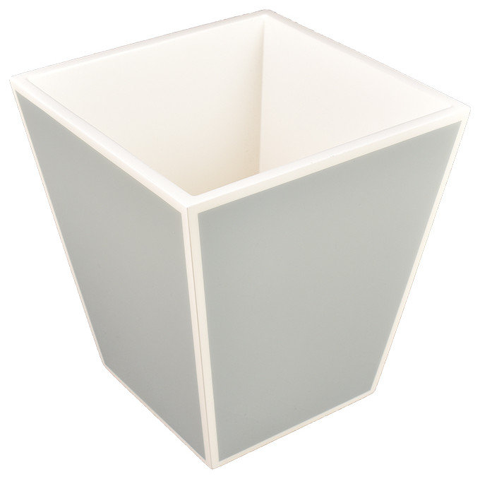 Cool Gray & White Lacquer Waste Basket - Contemporary - Wastebaskets ...
