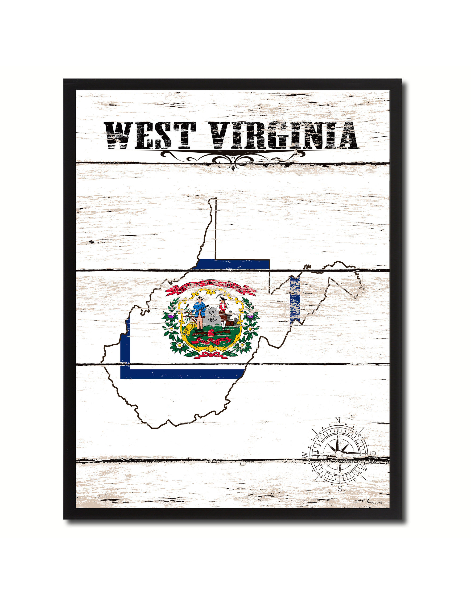 West Virginia State Flag Canvas, 28"x37", 28"x37" - Contemporary ...