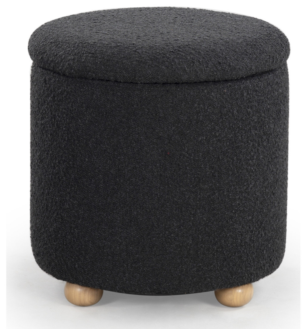 Safavieh Couture Becka Round Boucle Storage Ottoman, 18 X 18 X 18 ...