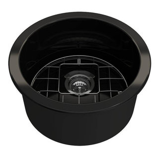 Bocchi Fireclay Undermount 18" Black Round Single Bowl Prep Sink Sotto ...