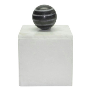 Marble, 4x6 Box W/ Orb, White - Contemporary - Decorative Boxes - by ...