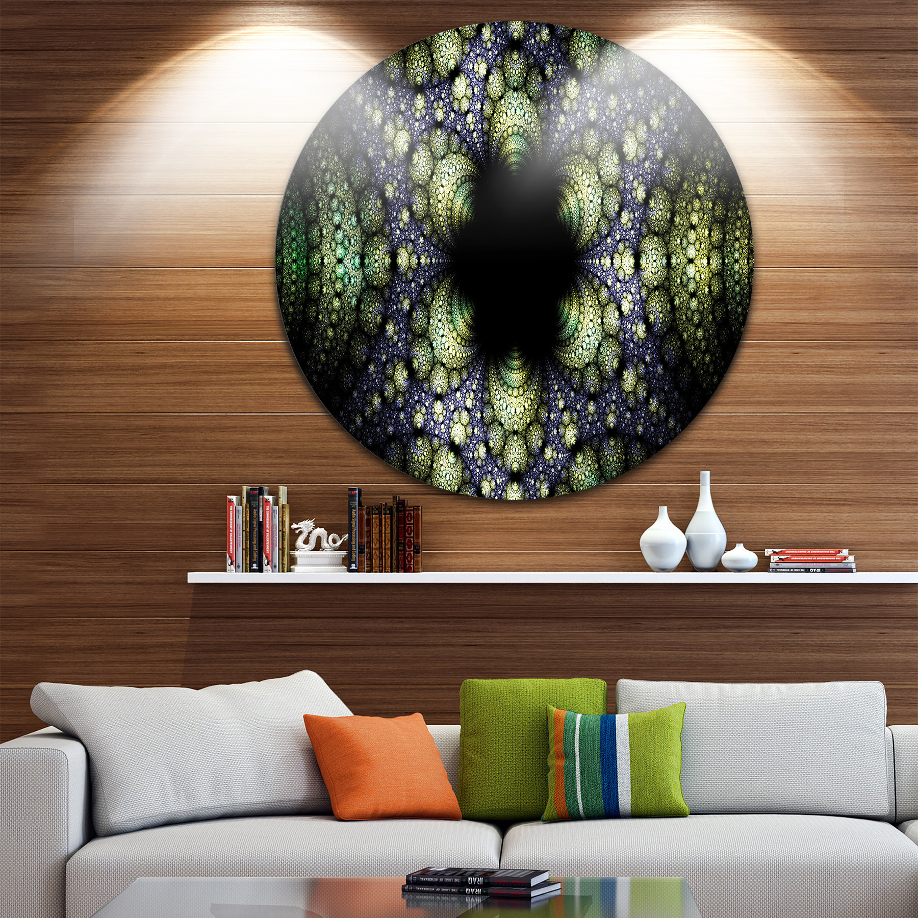 Into The Center Of Fraction, Abstract Digital Art Round Wall Art, Disc ...