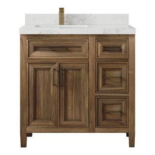 Santa Monica 36 Left Offset Vanity in Whitewashed Teak, 36" Left Offset ...