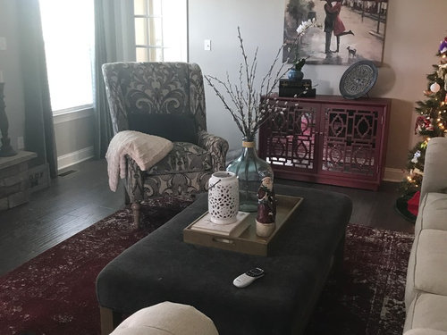Busy pattern chair-area rug dilemma