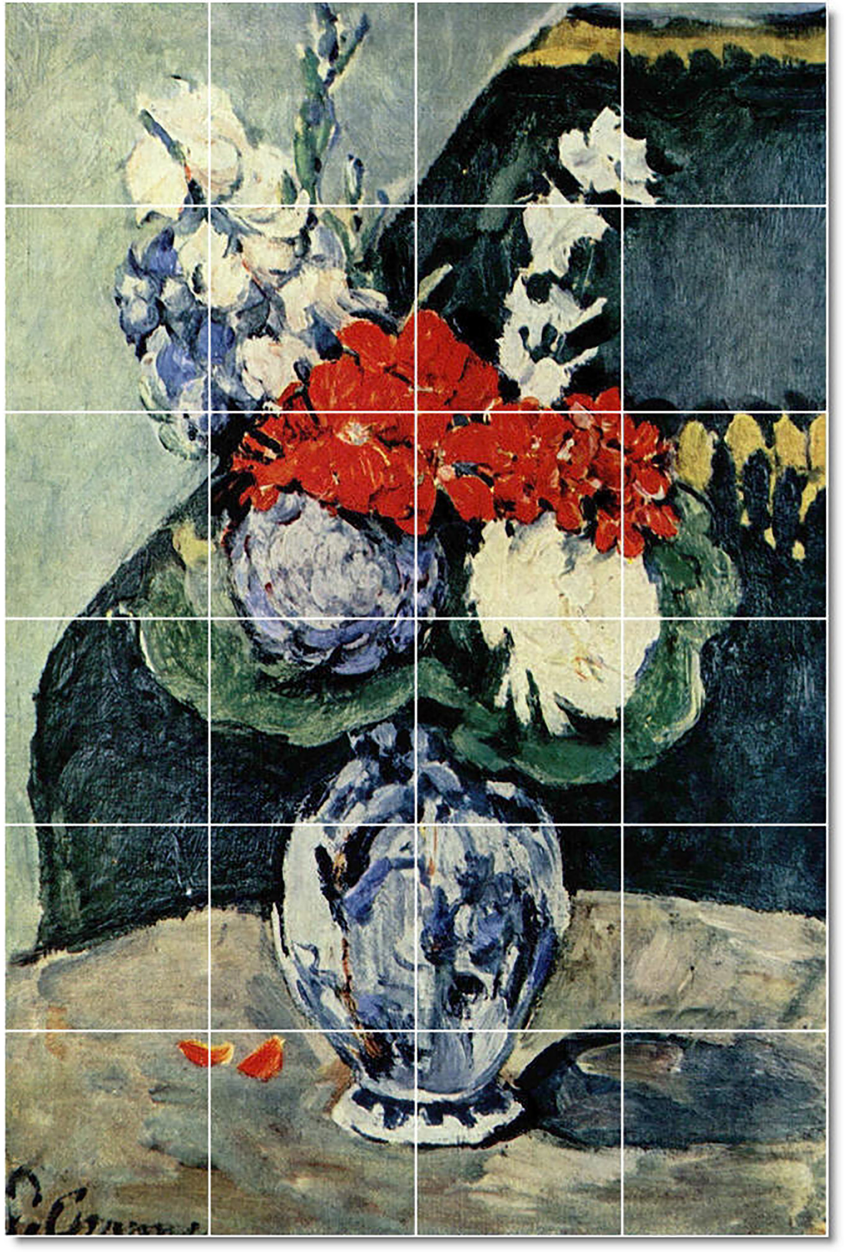 Paul Cezanne Flowers Painting Ceramic Tile Mural #247, 24" Wide x 36 ...
