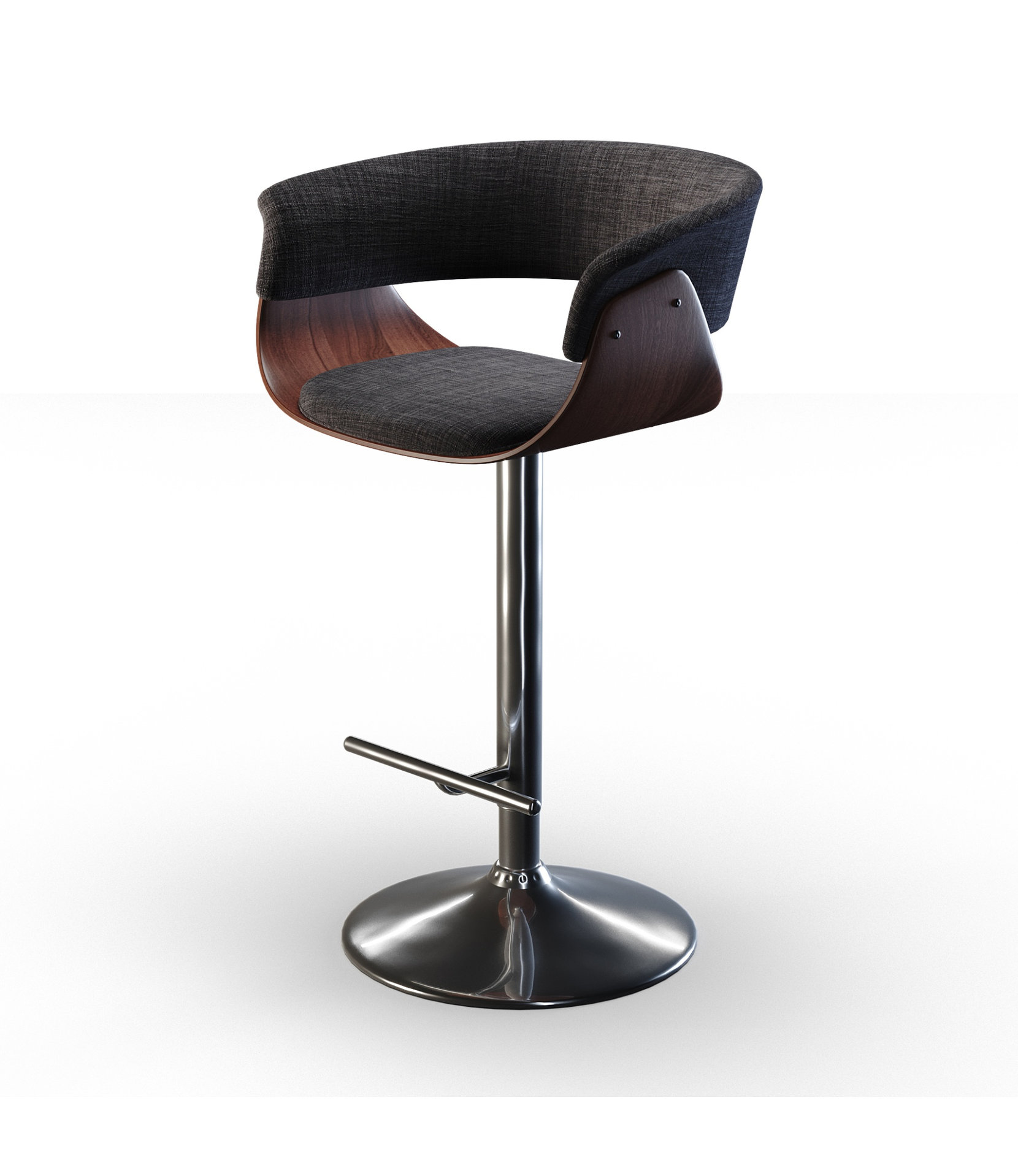 Sheldon Adjustable Swivel Bar Stool, Charcoal Gray Linen Look Fabric ...