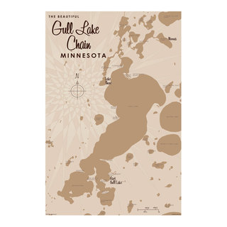 Lakebound Gull Lake Chain Mn Sepia Art Print, 12"x18" - Contemporary ...