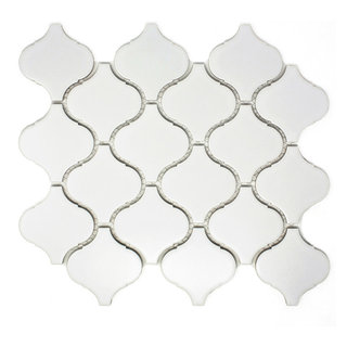 Kenzie Porcelain Mosaic Tile Sheet, White, Sample - Mediterranean ...