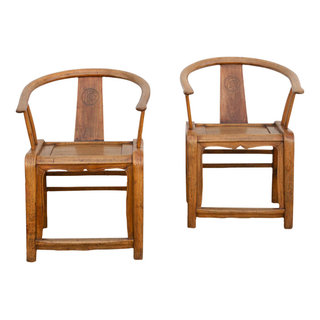 Pair of Golden Elm Chinese Club Chairs - Asian - Armchairs And Accent ...