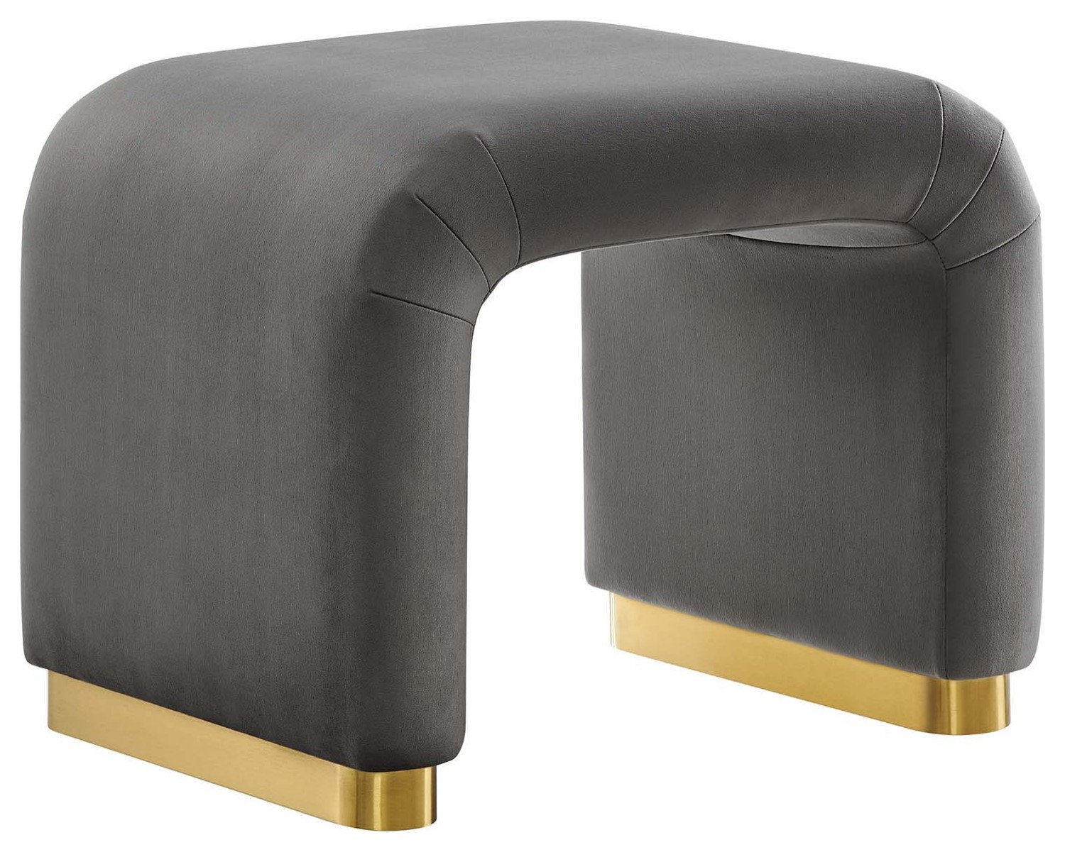 Koda Performance Velvet Waterfall Stool - Brass Storm Gray ...