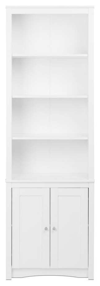 Tall Bookcase With 2 Shaker Doors, White - Contemporary - Bar Stools ...