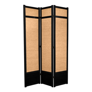 Traditional Room Divider, Wooden Frame With Woven Jute Screens - Beach ...