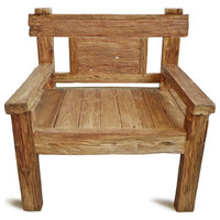 Rustic Railway Wood Arm Chair - Rustic - Outdoor Lounge Chairs - by ...