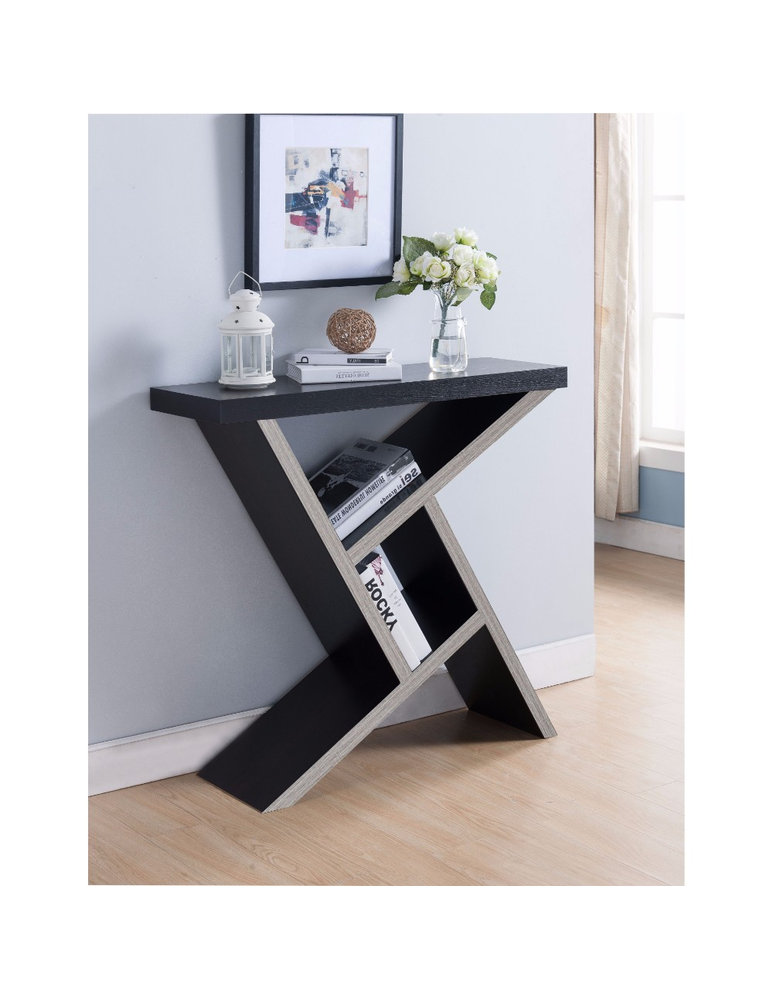 Benzara BM148924 Zig Zag Console Table With Shelf, Dark Brown & Light Brown - Transitional ...