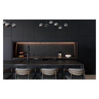 Franklin Lakes Modern Matte Black Kitchen - Minimalistisch - Küche ...