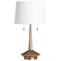 28.75"H Brown Wood Table Lamps With White Drum Shade - Transitional ...