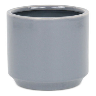 Gray Ceramic Pot - X-Large Elegance - Transitional - Indoor Pots And ...