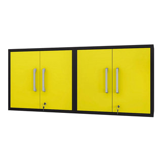 Eiffel Floating Garage Cabinet in Matte Black and Yellow (Set of 2 ...