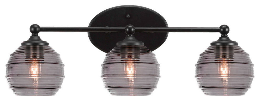 Capri 3-Light Bath Bar, Matte Black/Smoke Ribbed - Transitional ...