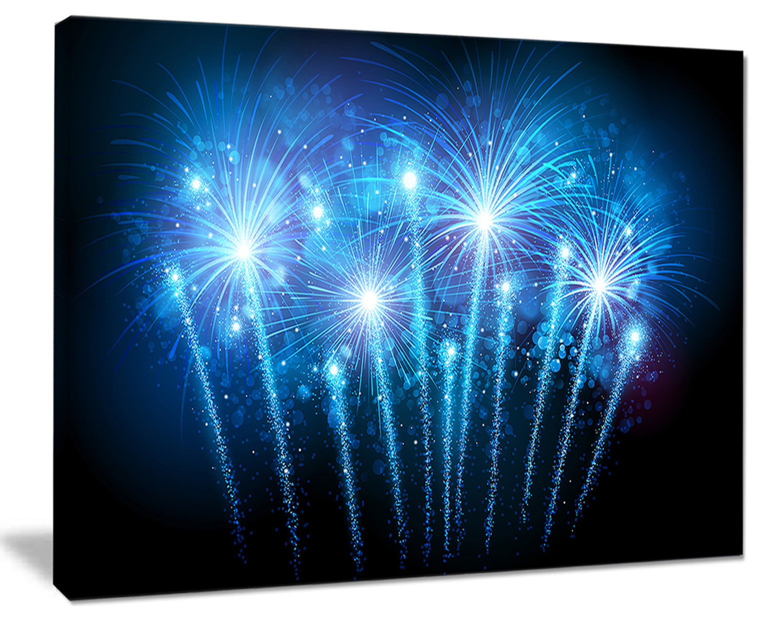 "Blue Fireworks at Night" Skyscape Canvas Photo Print, 40"x30 ...