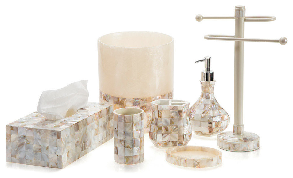 Milano 4-Piece Bath Accessory Set, Mother Of Pearl - Beach Style ...