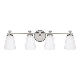 Capital Lighting Alisa 4 Light Bath Vanity, Polished Nickel/Milk ...