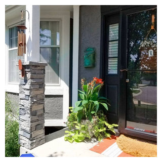 Northern Slate Stacked Stone Porch Post - Porch - Denver - by GenStone ...