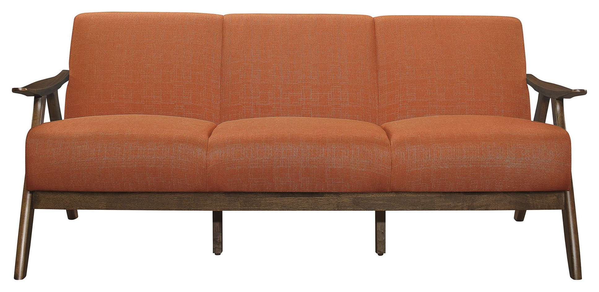 Retro Modern Sofa, Exposed Walnut Finished Frame & Cushioned Seat - Midcentury - Sofas - by ...