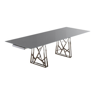 Borg Dining Table Base With White Glass Top - Contemporary - Dining ...