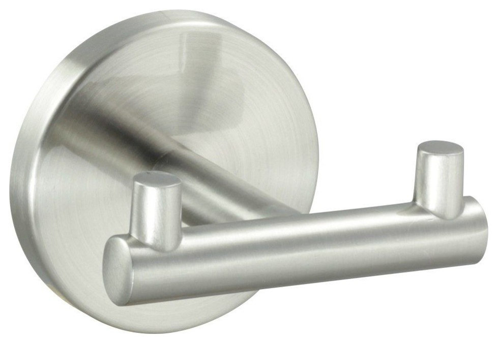 Kain Series Satin Nickel Double Robe Hook - Transitional - Robe & Towel ...