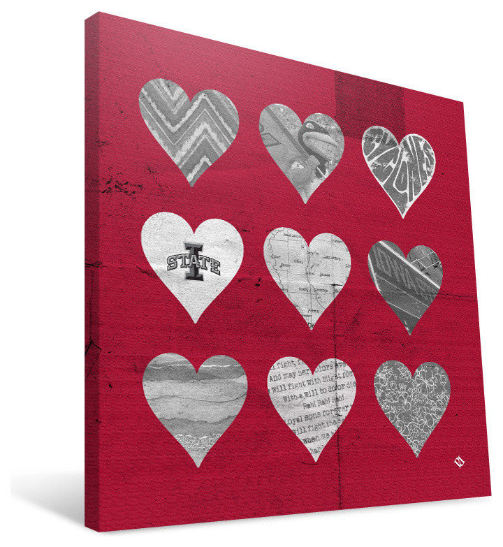 Iowa State University Cyclones Hearts Canvas Print - Contemporary ...