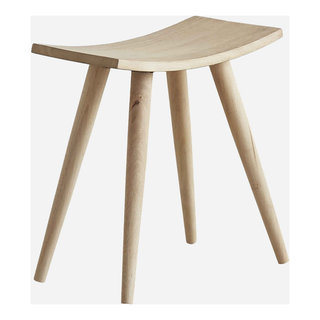 Wooden Frame Stool with Saddle Seat and Peg Legs, Natural Brown ...