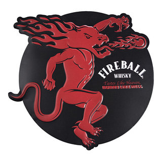 Fireball Whisky Embossed Metal Wall Decor Sign, 15.5" H x 16" L x 0.5 ...